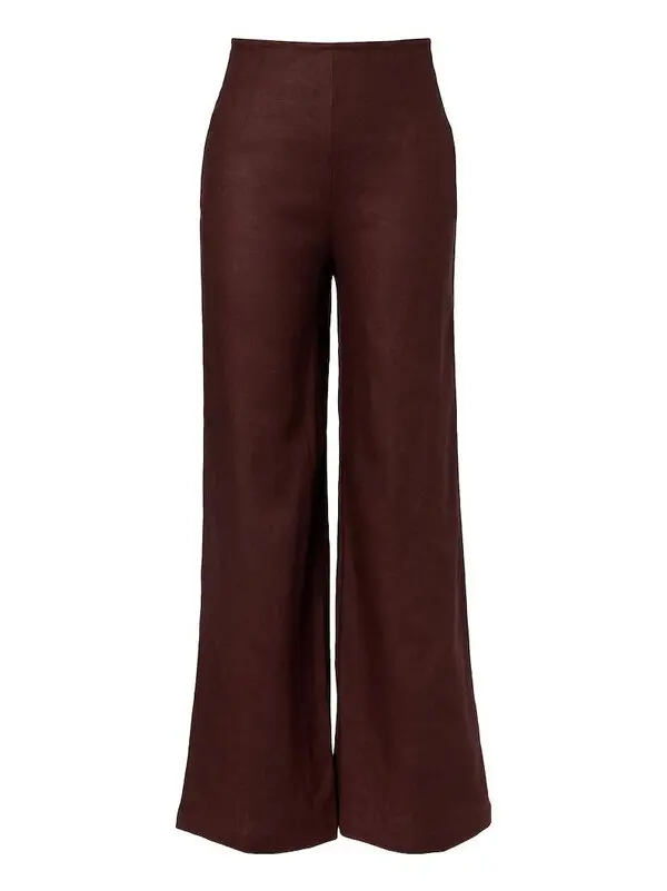 Faithfull The Brand Syna Linen Wide-leg Trousers - Brown