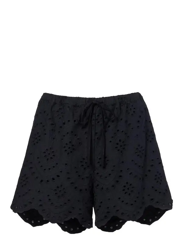 Poupette St Barth Cruse Broderie Anglaise Cotton Shorts - Black
