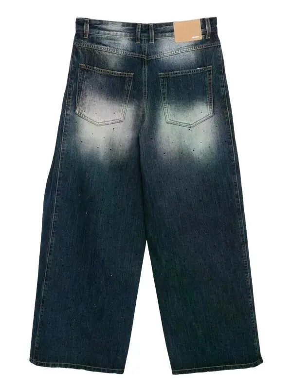 We11Done Rhinestone Straight-leg Jeans - Blue