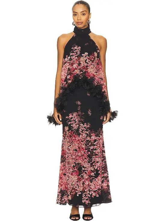 ELLIATT Tulsia Cape Maxi Dress - Black