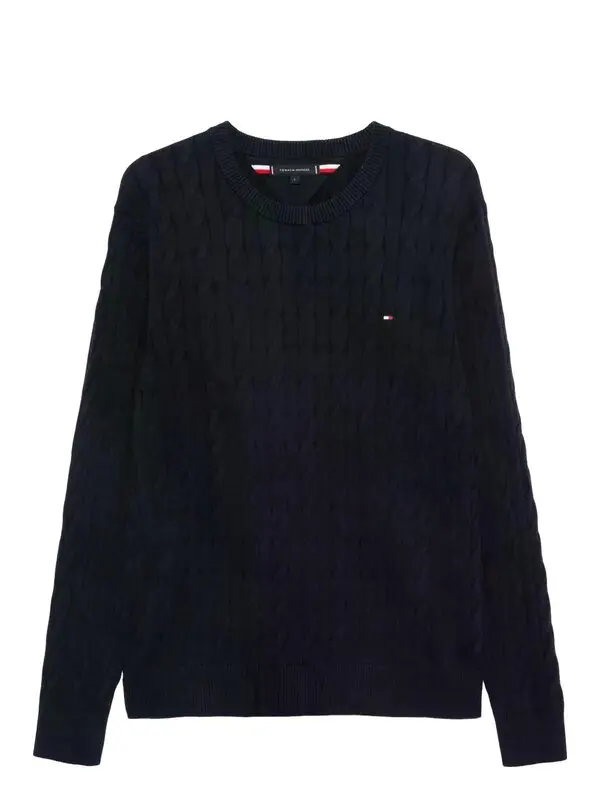 Tommy Hilfiger Cable Knit Crew Neck Sweater - Blue