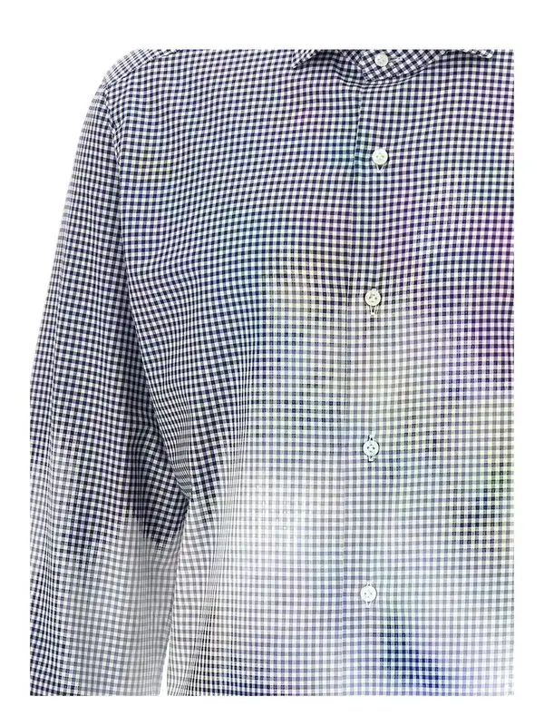 BARBA NAPOLI Checked Long-sleeved Shirt - Blue