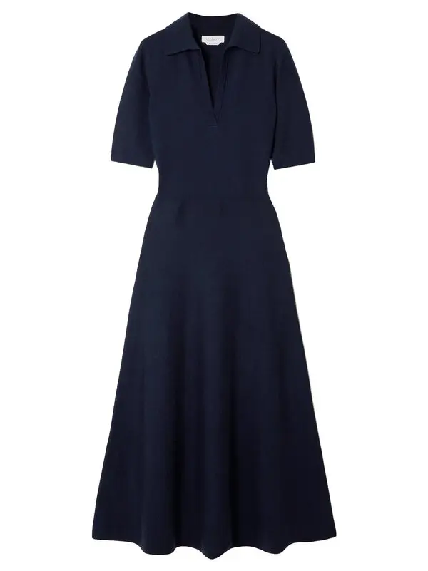 Gabriela Hearst Bradley Wool, Silk And Cashmere-blend Midi Dress - Blue