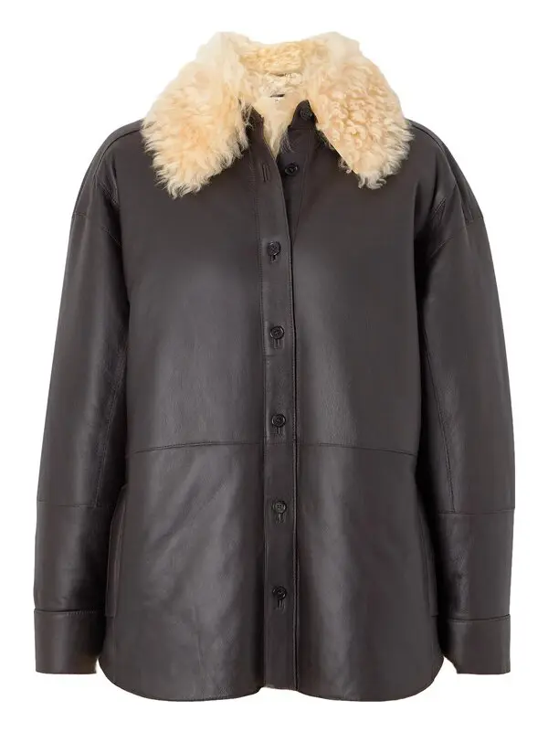 Acne Studios Shearling Leather Jacket - Brown