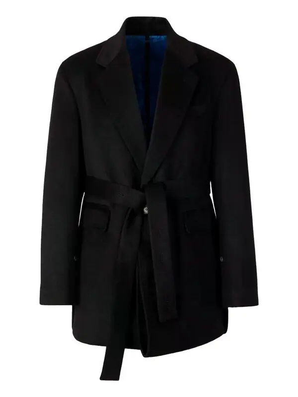 SETCHU Flap-pocket Tie-waist Coat - Black