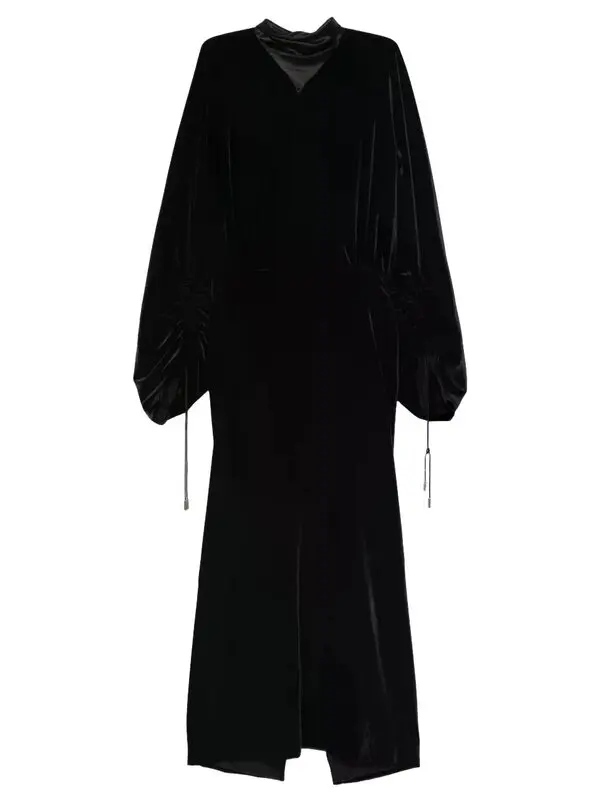 LANVIN Gathered Sleeve Midi Dress - Black