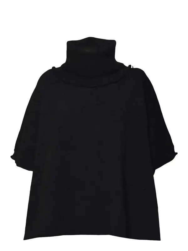 SOLOTRE Roll Neck Short Sleeve Top - Black