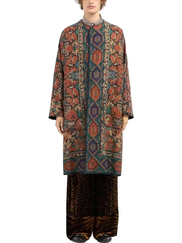PIERRE-LOUIS MASCIA Tapestry Pattern Coat - Brown