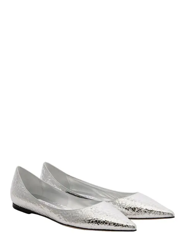JIMMY CHOO Pointed Toe Ballet Flats - Silver