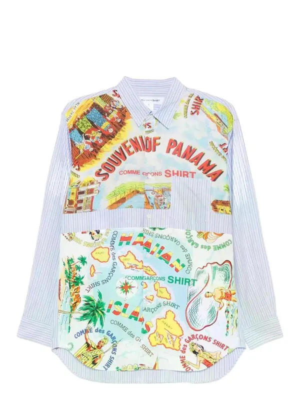 Comme Des Garçons Colour-block Striped Shirt - Blue