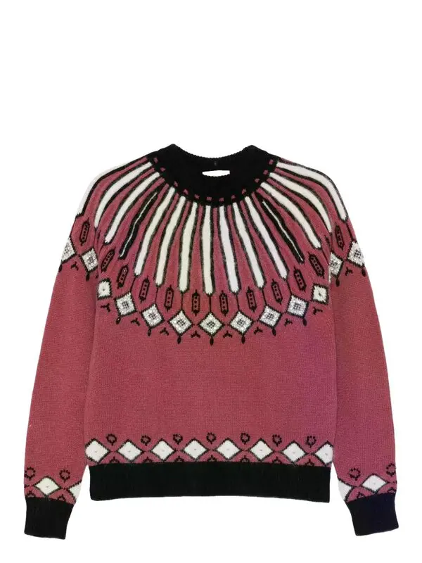 SEMICOUTURE Adriane Embellished Geometric Pattern Sweater - Pink