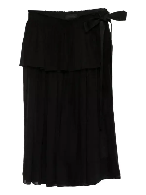 LANVIN Tiered Bow Trousers In Silk - Black
