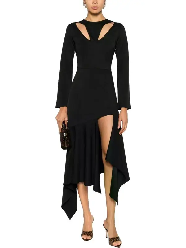 RHIZOME Shelby Asymmetric Midi Dress - Black
