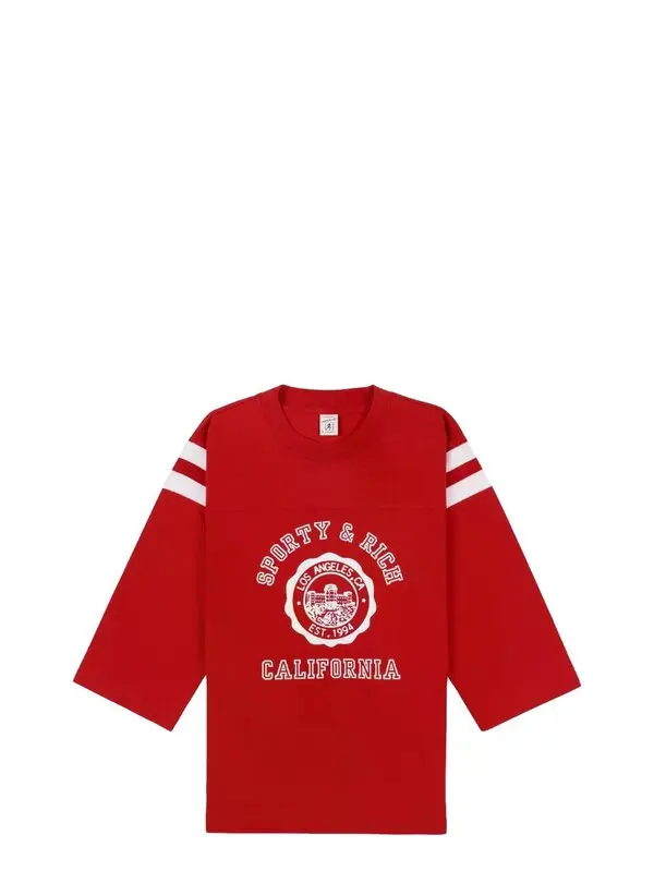 SPORTY & RICH Striped Graphic Top - Red