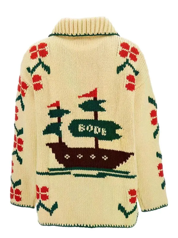BODE Patterned Intarsia Knit Cardigan - Neutrals