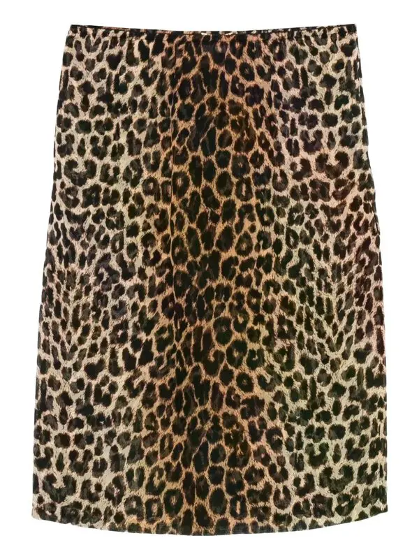 Saint Laurent Animal Print Knee Length Skirt - Brown