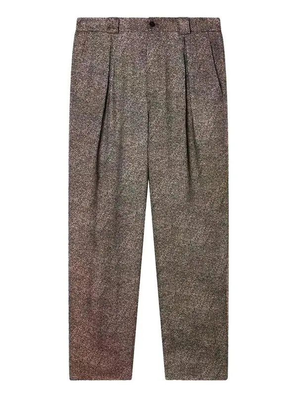 Giorgio Armani Pleated Herringbone Trousers - Brown