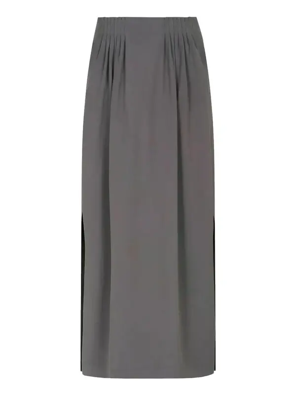 Giorgio Armani Pleated Maxi Skirt With Side Slits - Grey