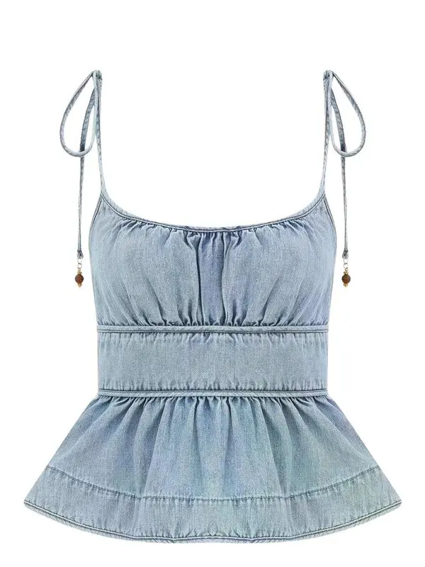 Zimmermann Wanderlust Ruffled Denim Cami - Blue
