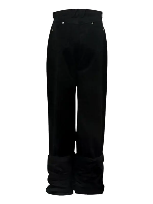 Hache Reverse Cotton Cuffed Hem Pants - Black