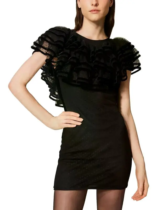 TWINSET Ruffled Tulle Dress - Black