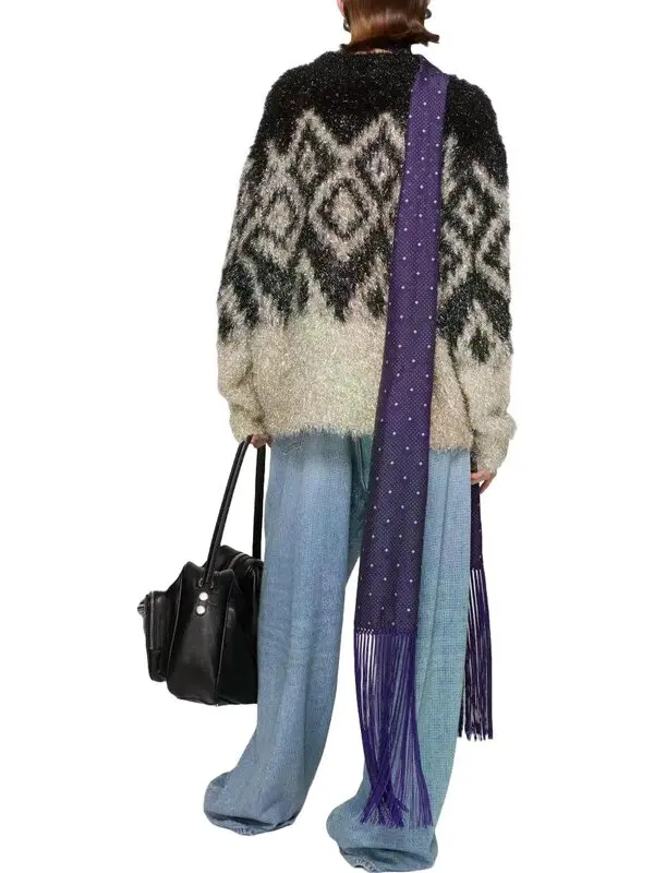 Acne Studios Geometric Pattern Metallic Fibre Sweater - Black