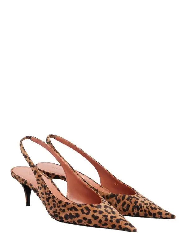 Amina Muaddi Leopard-print Suede Slingback Pumps - Multicoloured