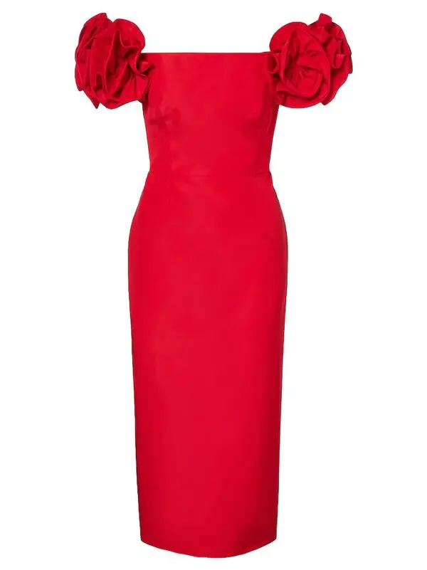 Carolina Herrera Off-shoulder Silk Dress - Red