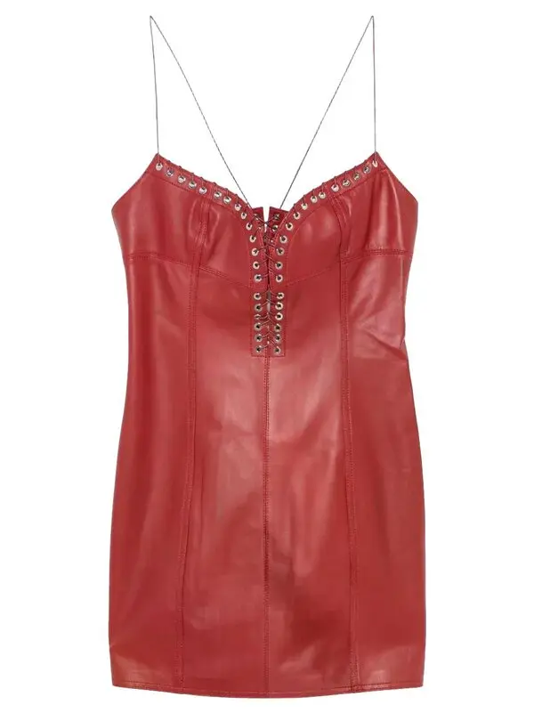 LUDOVIC DE SAINT SERNIN Leather Mini Dress - Red