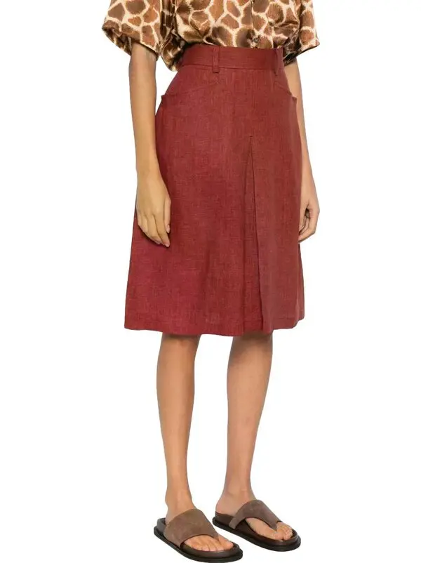 Massimo Alba Regina Pocket Midi Skirt - Red