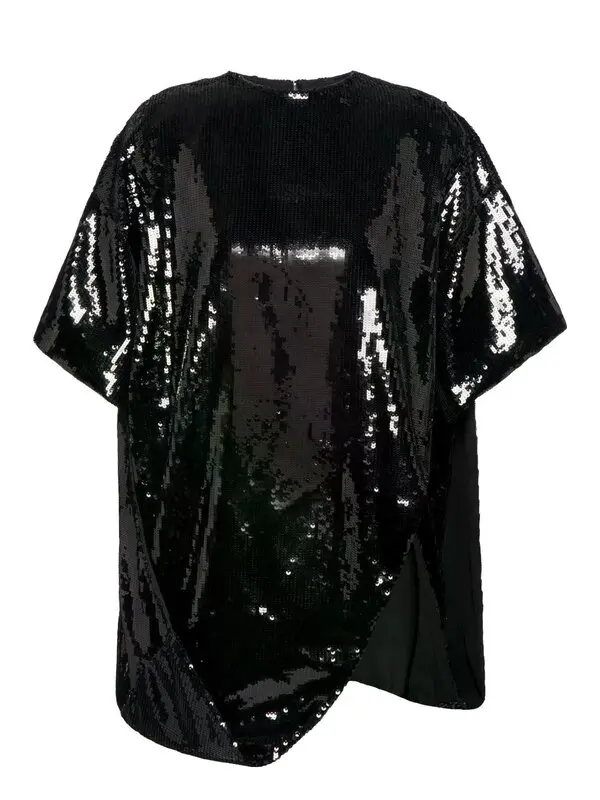 Valentino Garavani Sequin-embellished Organza T-shirt - Black
