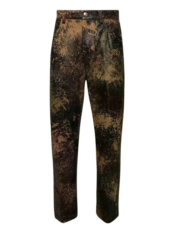 NAHMIAS Brown Distressed Leather Trousers - Black