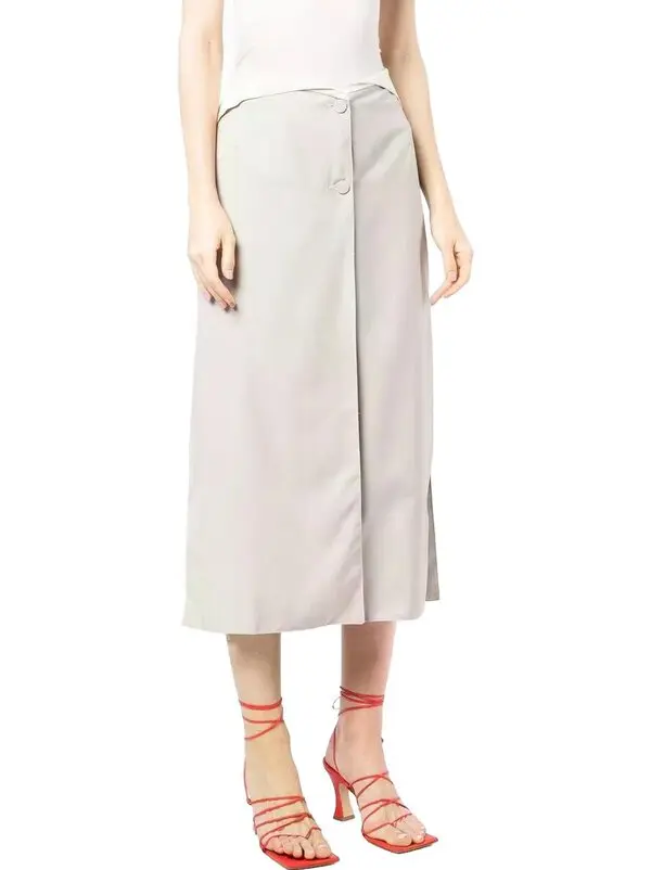 Rokh Mid-length Side Slit Skirt - Grey