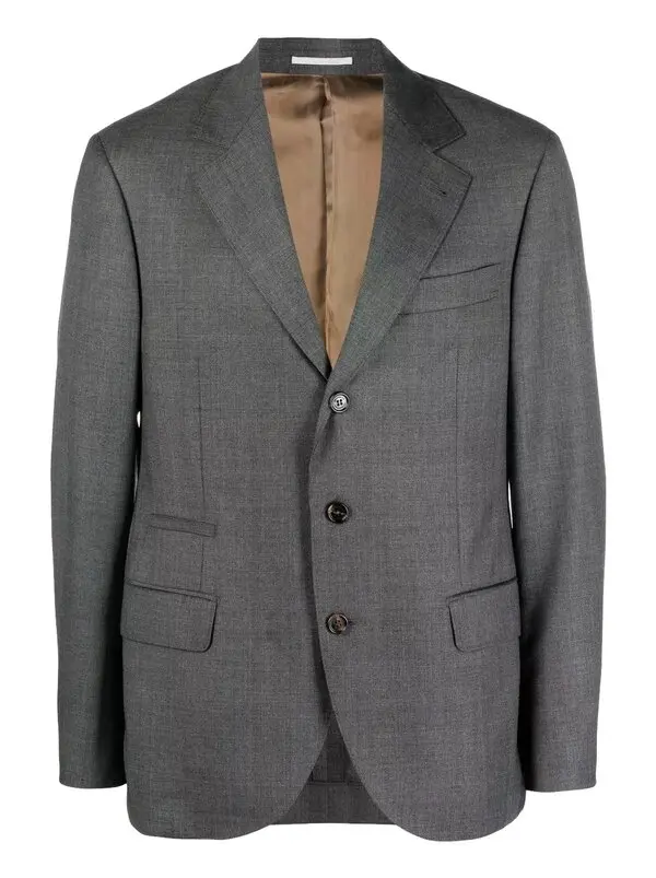 Brunello Cucinelli Single-breasted Wool Blazer - Grey