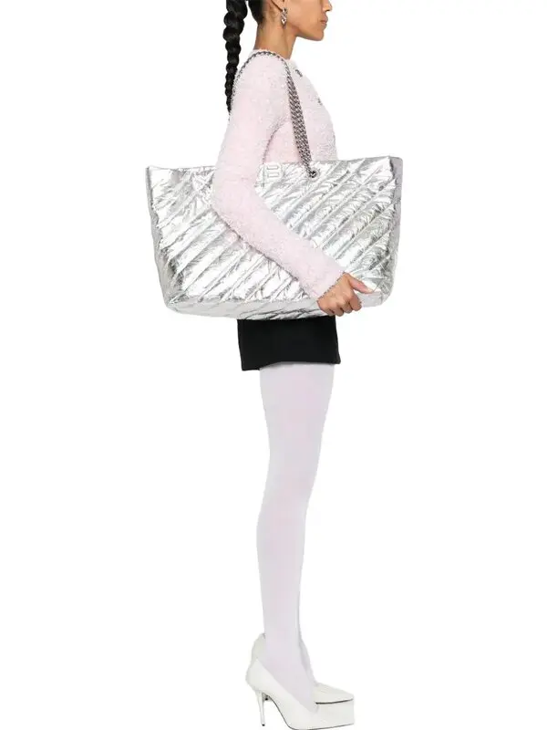 Balenciaga Large Crush Tote Bag - Silver
