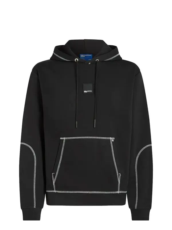 Karl Lagerfeld Contrast-stitch Hoodie - Black
