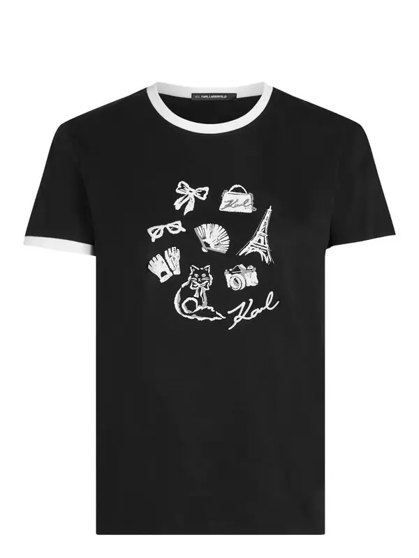 Karl Lagerfeld Organic Cotton Graphic Print T-shirt - Black