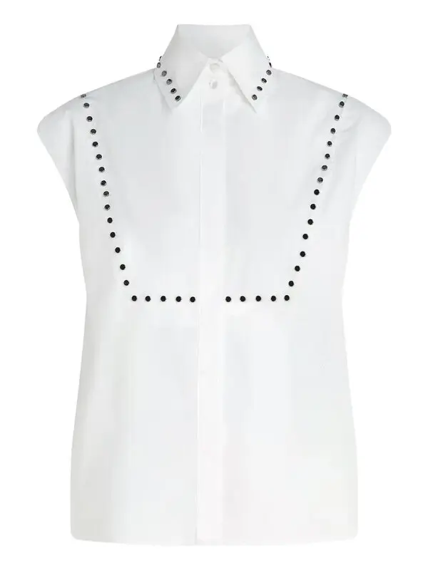 Karl Lagerfeld Sleeveless Studded Poplin Shirt - White