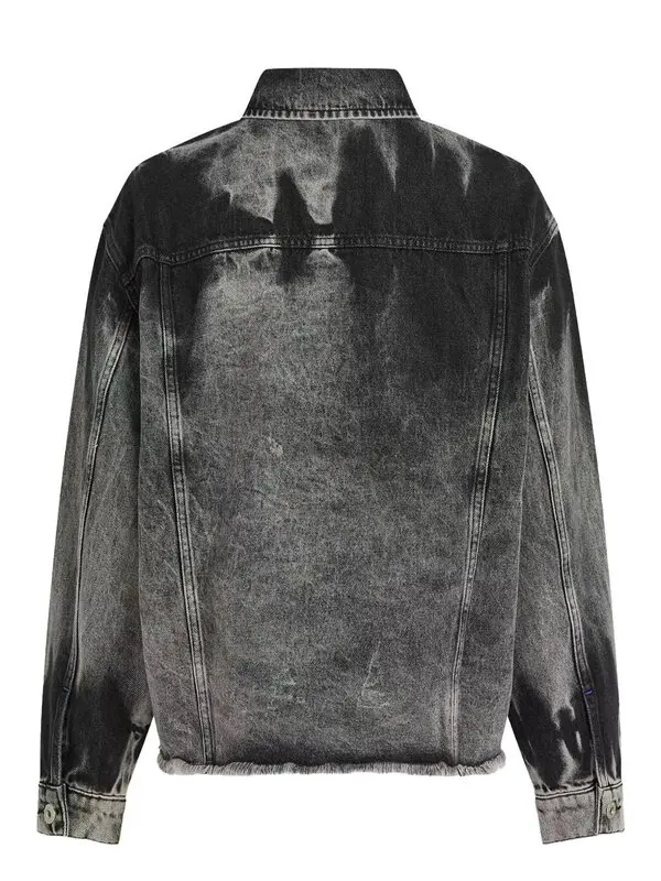 Karl Lagerfeld Bleached Fringed Denim Jacket - Grey