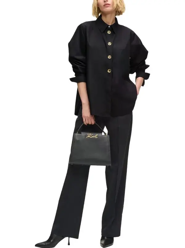 Karl Lagerfeld Organic Cotton Shirt With Lettered Buttons - Black