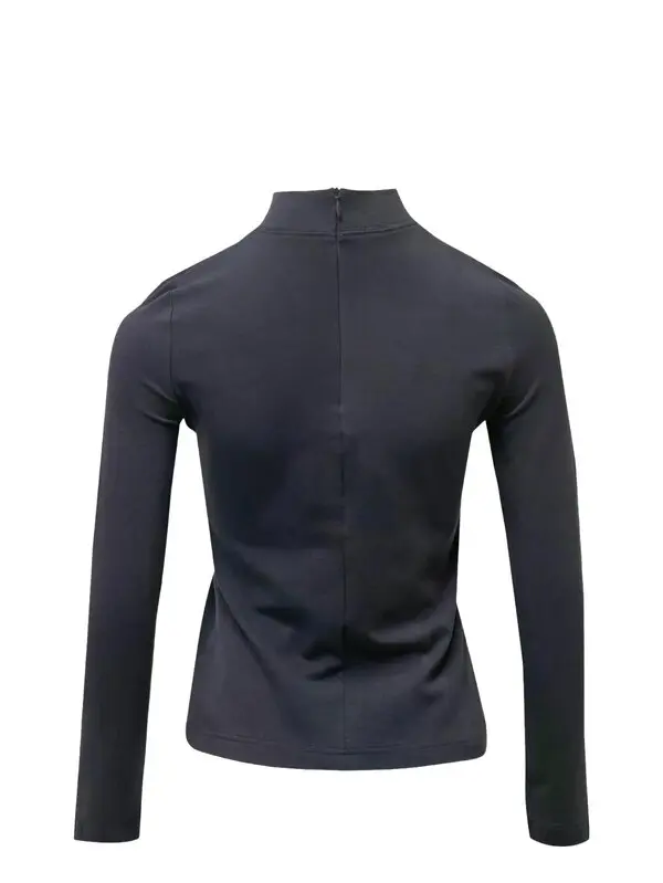 PUSHBUTTON High Neck Long Sleeve Top - Black