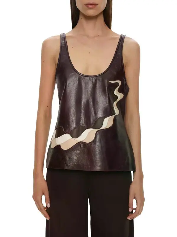 Christopher Esber Fragment Leather Appliqué Tank - Red