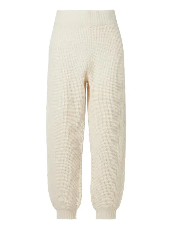 Perfect Moment Crystal Cable-knit Wool Tapered Pants - Neutrals