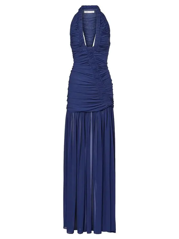 Christopher Esber Orion Ruched Halterneck Gown - Blue