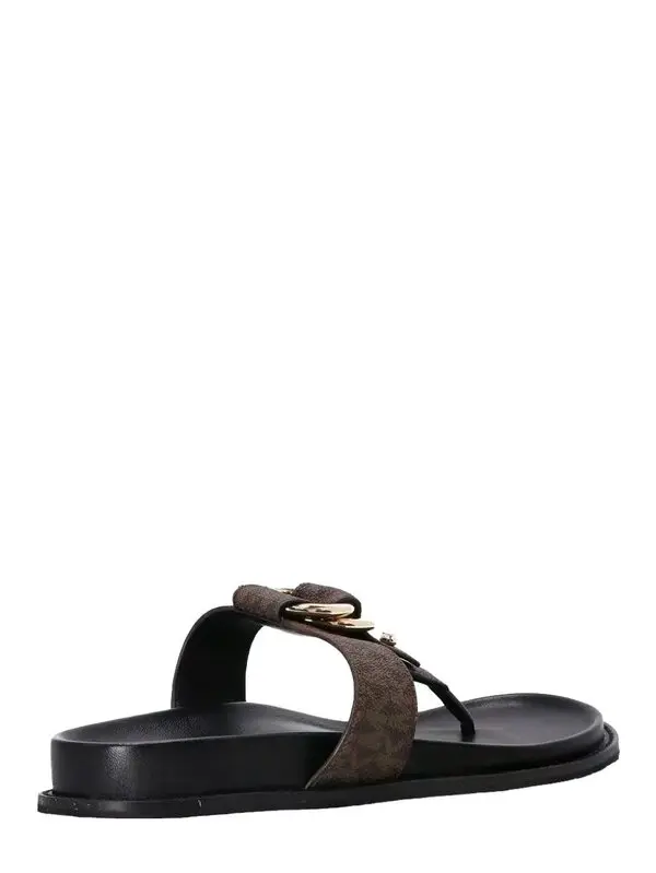 Michael Kors Logo Monogram Ring-detail Flat Sandals - Black