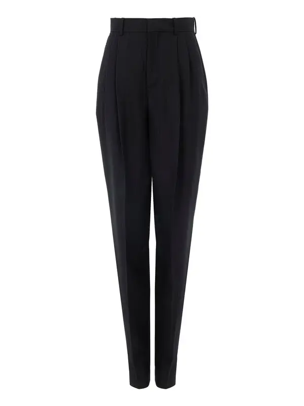 Chloé High-rise Wide-leg Wool Trousers - Black