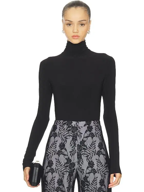 Norma Kamali Long Sleeve Turtleneck Bodysuit In . Also - Black