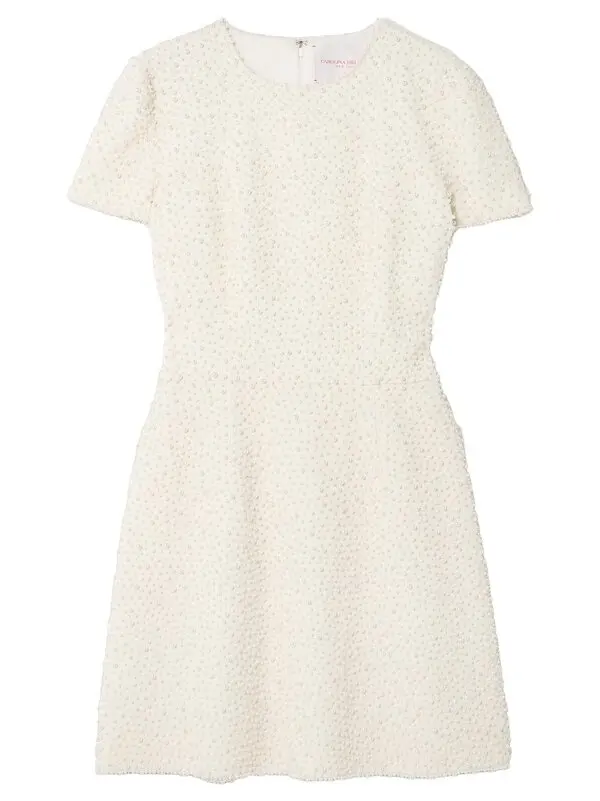 Carolina Herrera Embellished Wool-blend Crepe Mini Dress - White