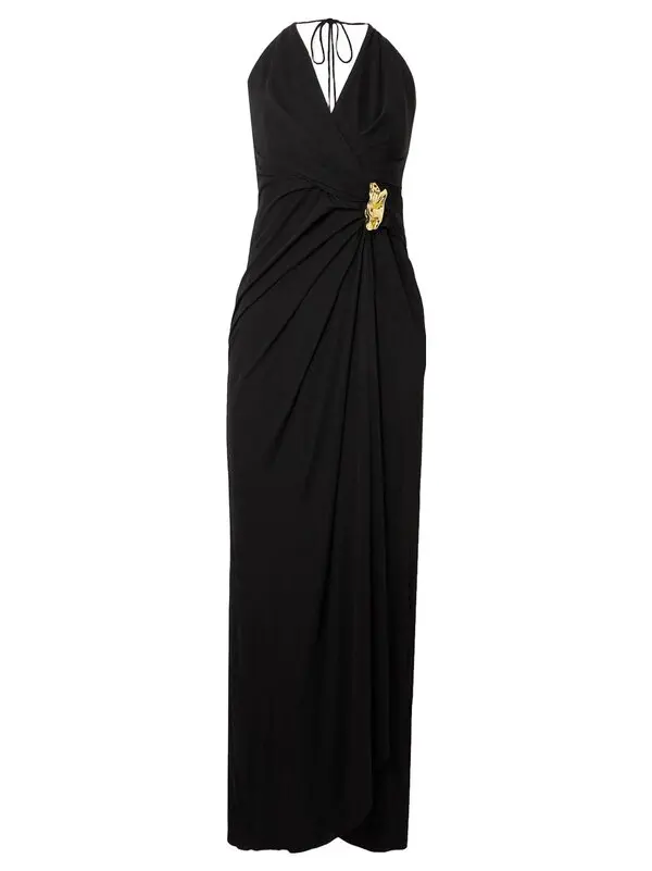 Rebecca Vallance Zaley Embellished Halterneck Maxi Dress - Black