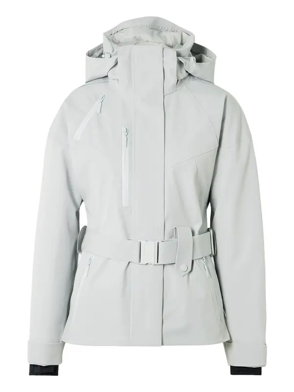 Cordova Cascade Appliquéd Belted Stretch Hooded Ski Jacket - Gray